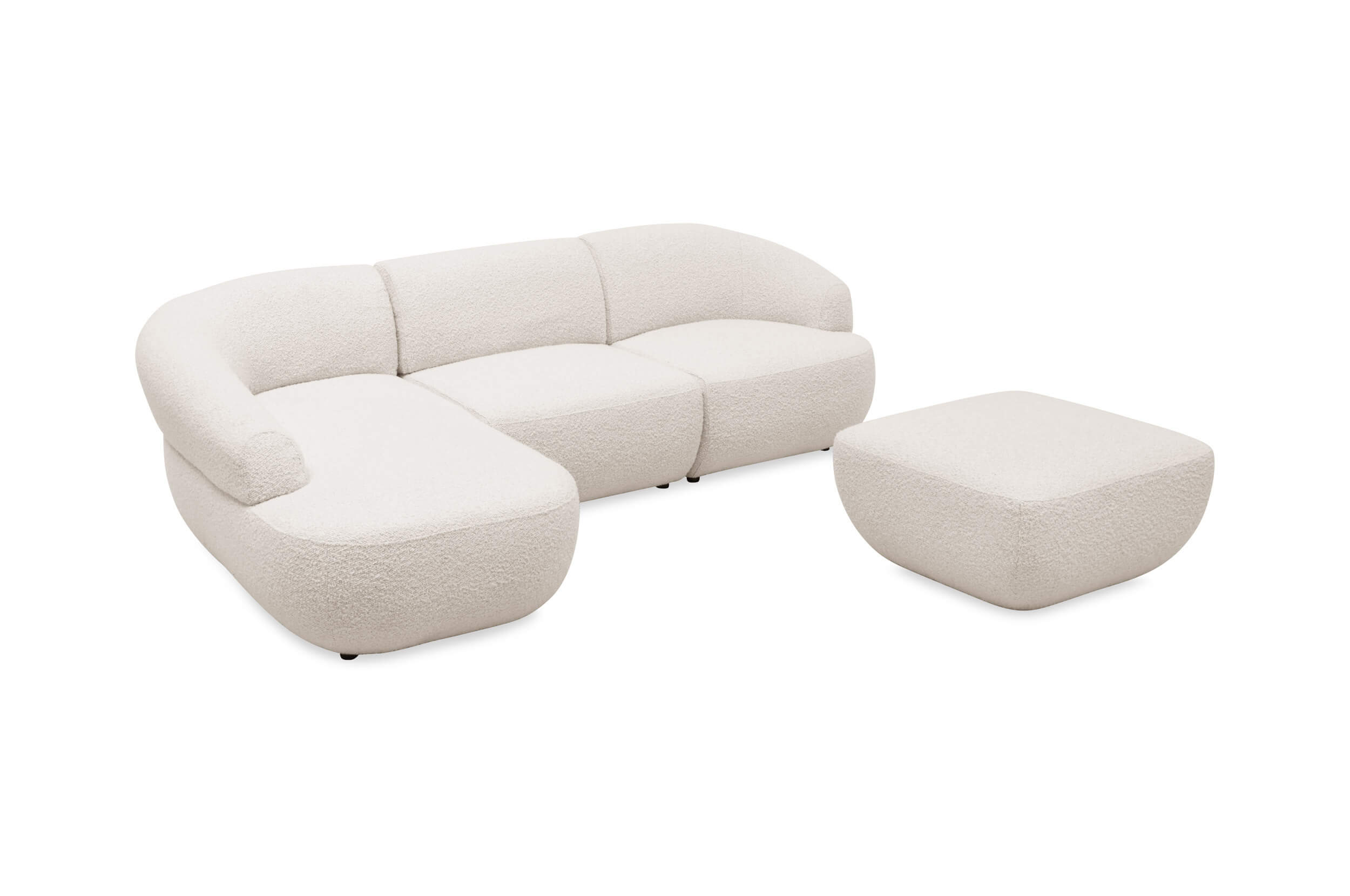 Aura Modular Sofa with Left Chaise and Square Ottoman